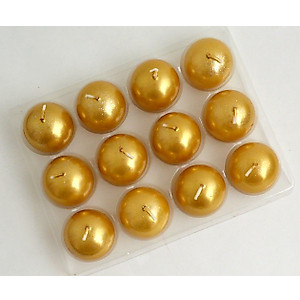 Biedermann & Sons Metallic Ball Candles, Box of 12, Gold, 1.5-Inch Diameter