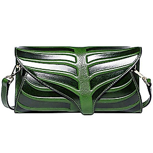 PIJUSHI Womens Designer Leaf Clutch Purse Leather Shoulder Crossbody Bag for Women (22290 Green)