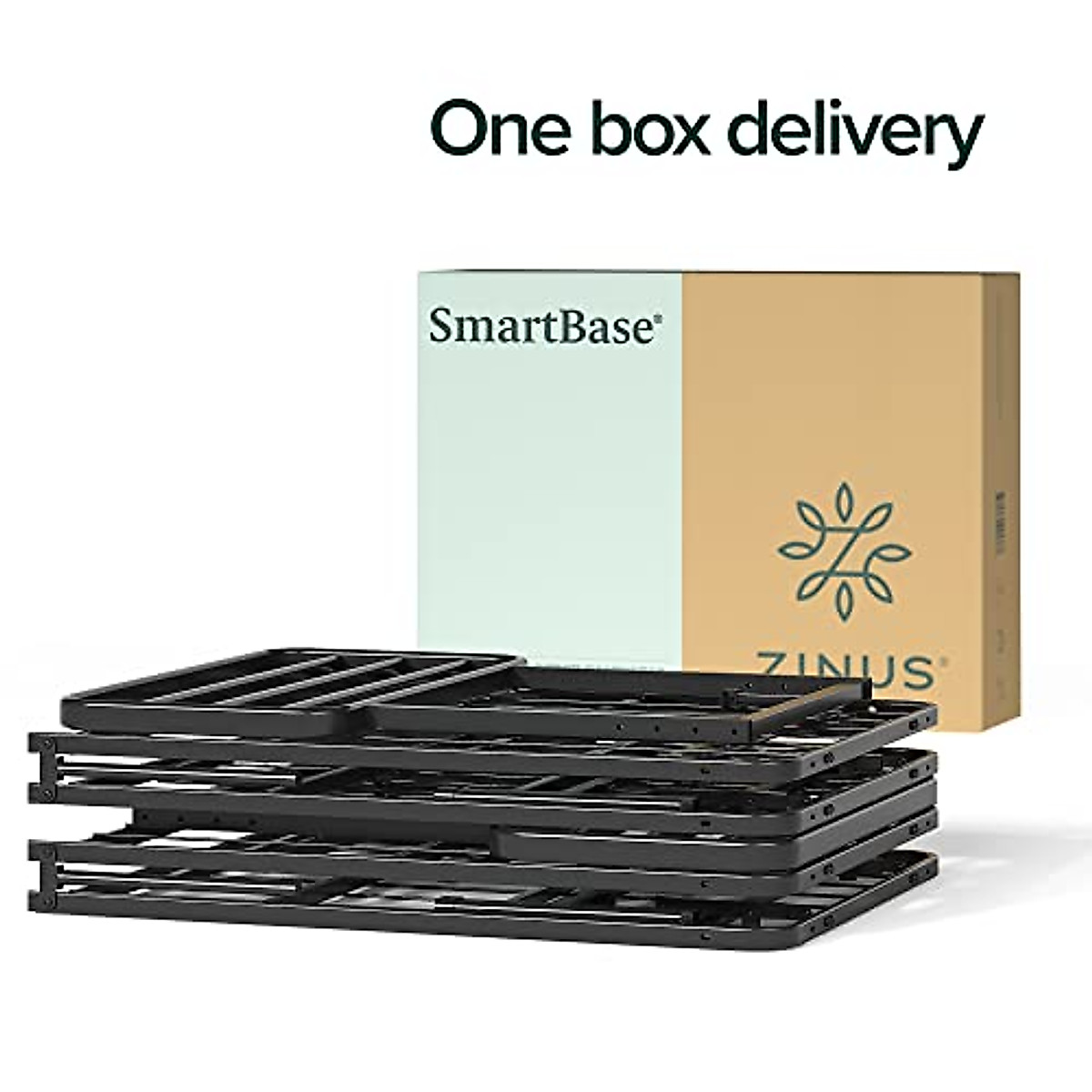 ZINUS SmartBase Mattress Foundation with Headboard / 14 Inch Metal Platform Bed Frame / No Box Spring Needed / Sturdy Steel Frame / Adjustable Headboard Height, Queen