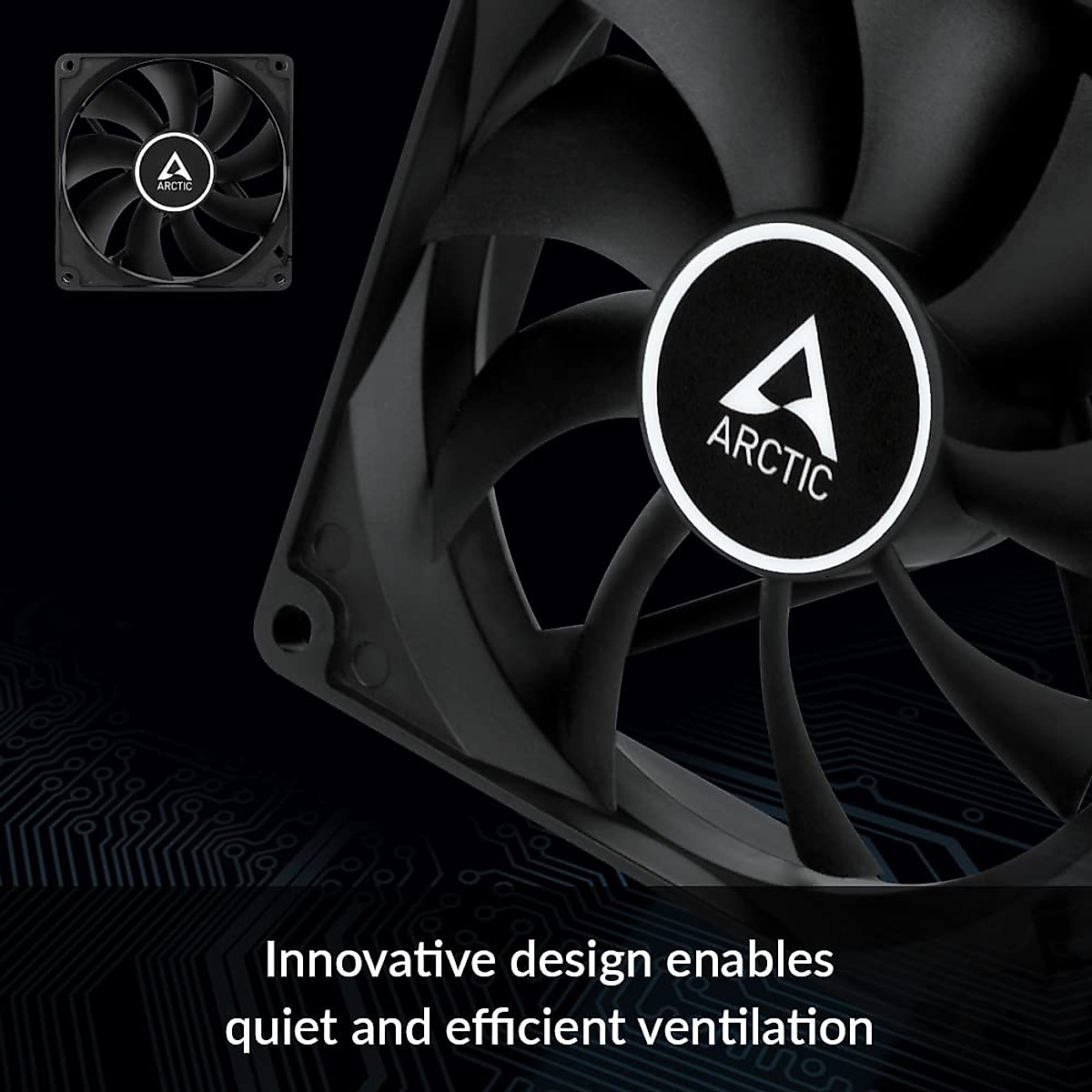 ARCTIC F9 Silent - 92 mm Case Fan, Extra Quiet Motor, Computer, Almost inaudible, Push- or Pull Configuration, Fan Speed: 1000 RPM - Black