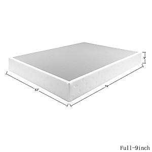 Panana 5 Inch Metal Box Spring Bed Base with Fabric Cover, Heavy Duty Strong Steel, Easy Assembly, Full, White