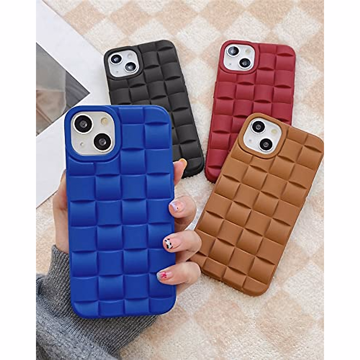 Ginkgonut Compatible with iPhone 13 Case or iPhone 14 Case for Women/Girls, Cute 3D Laid Desgin Soft Silicone Shockproof Raised Bumper Corners Case for iPhone 13 / iPhone 14（Silver）