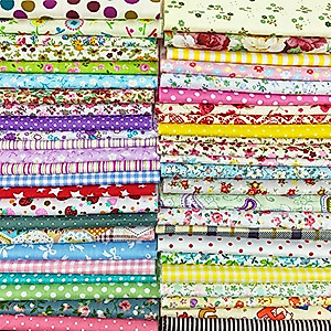 flic-flac 50pcs 10 x 10 inches (25cmx25cm) Cotton Fabric Squares Quilting Sewing Floral Precut Fabric Square Sheets for Craft Patchwork (50pcs 25cm*25cm)