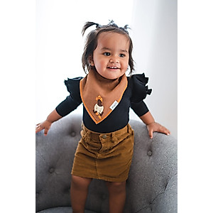 Afrigora Brown Baby Bandana Bibs For Girls 5-Pack 100% Organic Cotton Drooling Teething Newborn 0-6 months Infant 6-18 months Toddler 18-36 month