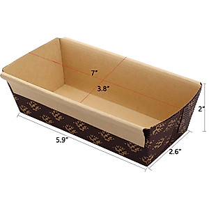 Lawei 30 Pack Paper Loaf Pans, Disposable Paper Baking Loft Mold, 6 x 2.5 x 2 inch Rectangle Paper Baking Pans for Quick Bread Small Pumpkin Breads, Microwave Oven Freezer Safe