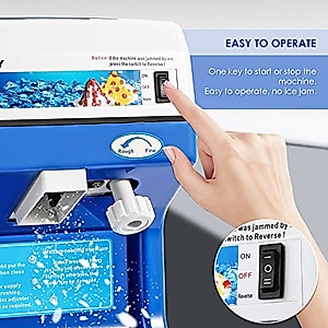 NEWTRY Commercial Ice Shaver Machine Electric Ice Cube Crusher Snow Cone Maker Thickness Adjustable 260lb/h for Small Ice Cubes Summer Parties Bar Use 110V US