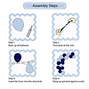 Monlot Blue Balloon Garland Arch kit 140 Pcs Navy Blue Balloon Arch White Baby Blue Gold Metallic Double Stuffed Balloons for Birthday Baby Shower Father’s Day Decorations