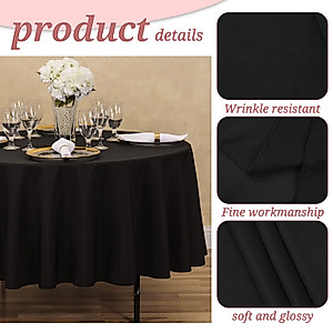 6 Pack Polyester Round Tablecloth 70 inch Black Table Cloths Water Resistant Polyester Cloth Round Tablecloths Washable Tablecloth for Party,Wedding Reception,Restaurant Banquet,BBQ,Dinner,Gift Table