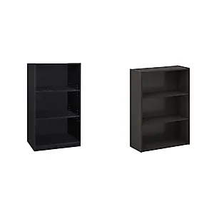 Furinno Jaya Simple Home 3-Tier Adjustable Shelf Bookcase, Black Pasir 3-Tier Open Shelf Bookcase, Espresso