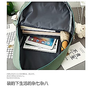 Zhousanjian Fashion Cute Kawaii Backpack 4Pcs Canvas Backpack Give away bear pendant Pencil Pouch Shoulder Bag Lunch Bag for Girls Boys (Black) …