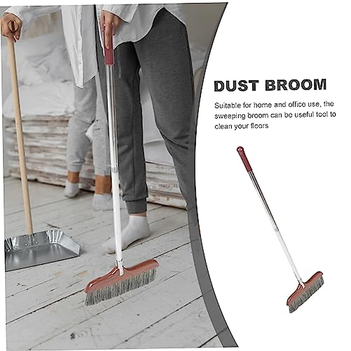 HOMOCONO Splicing Wooden Broom Brooms for Sweeping Lightweight Broom Soft Bristle Broom Indoor Dust Broom Sweeping Broom Floor Cleaning Broom House Broom Soft Broom Stainless Steel Coffee