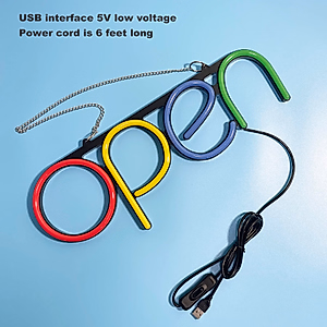 SOEUCOF LED OPEN Neon Sign for Business With ON/OFF Switch 5V USB Power Supply 16Inch Color