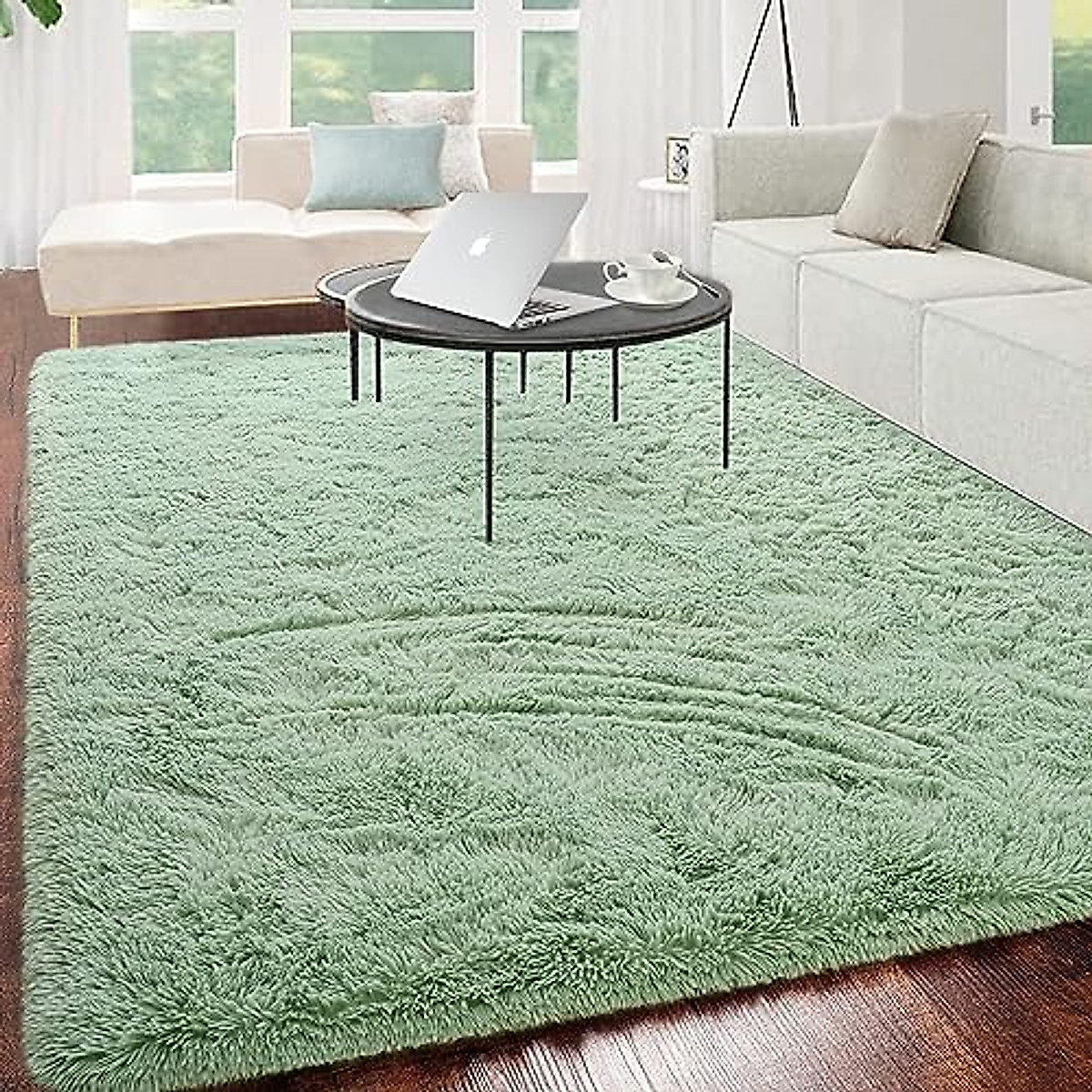 Jocovieh Soft Sage-Green Rugs for Bedroom, 5x7 Feet Fluffy Carpets, Indoor Modern Plush Area Rugs for Living Room Kids Girls Room, Non-Slip Shag Rug for Nursery Home Decor, Green