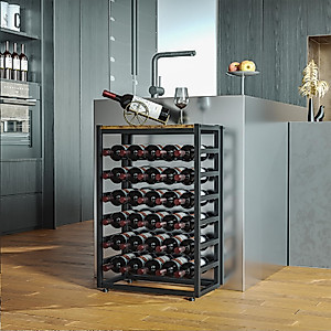 YOLEO Wine Rack Free Standing 6-Tier 30 Bottles Wine Holder Display Storage Shelves with Metal Frame and Table Top for Home, Kitchen, Pantry, Wine Cellar (L23.22x W11.81x H34.65 inches)