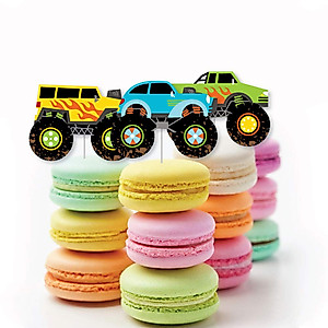 Big Dot of Happiness Smash and Crash - Monster Truck - DIY Shaped Boy Birthday Party Cut-Outs - 24 Count