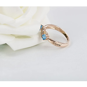 Shineyou Custom Infinity Rings with 2 Birthstones for Women Personalized Promise Rings for Her 925 Sterling Silver Ring Mother's Day Gift