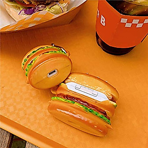Ultra Thick Soft Silicone Case for Apple AirPods Pro 2019 Generation with Keychain Hook Hamburger 3D Cartoon Food Shaped Cute Lovely Fun Funny Unique Creative Cool Kids Girls Women Teens