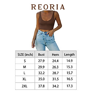 REORIA Women's Summer Sexy Casual Deep Scoop Neck Double Lined Adjustable Spaghetti Strap Cami Camisole Seamless Sleeveless Cropped Tank Top Cute Yoga Crop Tops Nude Small