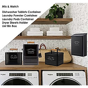 ELITAPRO Laundry Pods container Modern Farmhouse Laundry Pods Holder Metal Box Dispenser with Lid Laundry Room Decor and Accessories