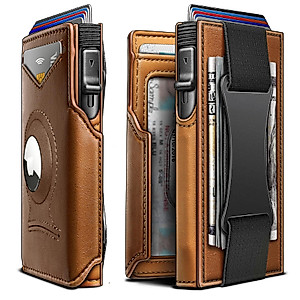 KEMISANT Airtag Wallet Men Gift,Mens Slim Front Pocket Wallet Money Clip Standard or Apple Airtag Use 3.8"×2.8"×0.9"
