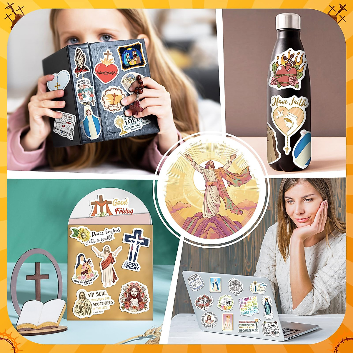 WAKEMOODEI Catholic Stickers 400PCS Religious Stickers for Kids, Bible Verse Stickers for Journaling Women Catholic Jesus Stickers for Water Bottles Laptop Catholic Gifts