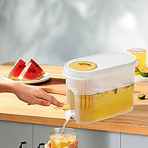 Plastic Drink Dispensers，3.9 Litre Fridge Water Lemonade Pitcher Beverage Juice Dispenser With Infuser Drink Containers With A Spigot For Parties