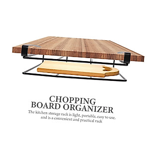 BESTonZON Stainless Steel Hanging Chopping Board Rack, Black, 20 in