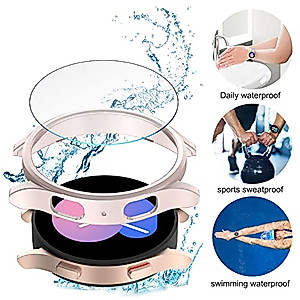 [5+5 Pack] Compatible for Samsung Galaxy Watch 5 and Galaxy Watch 4 40mm Screen Protector Case, Matte PC Bumper Cover+5 Waterprooof No Fog Up Screen Protector for Galaxy Watch 5 4 40mm Accessories