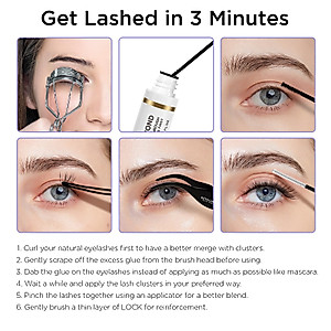 BEYELIAN Lash Bond and Seal, Cluster Lash Glue for Individual Cluster Lashes DIY Eyelash Extensions Latex Free Aftercare Sealant with Mascara Wand Super Strong Hold 72 Hours