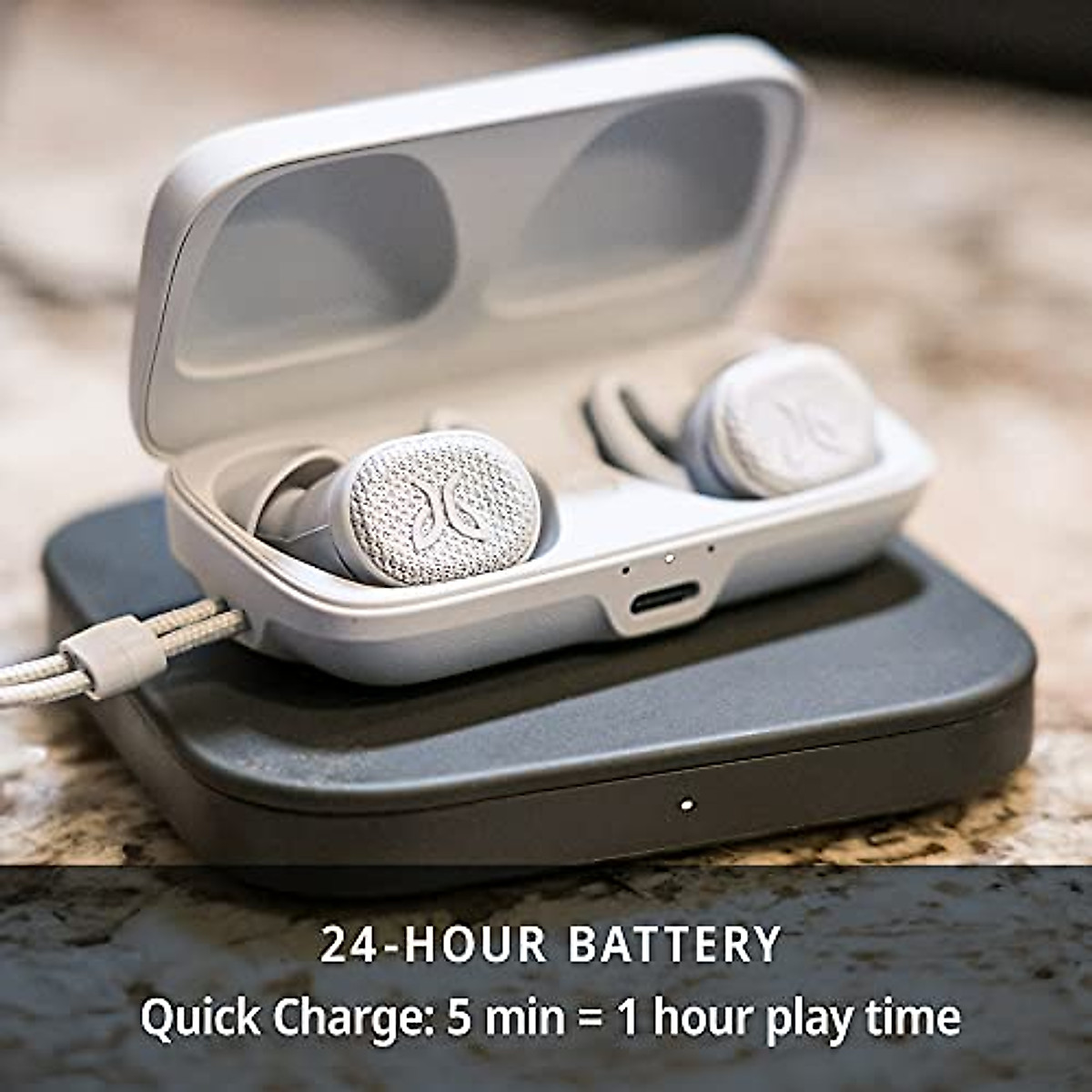 Jaybird Vista 2 True Wireless Sport Bluetooth Headphones With Charging Case - Premium Sound, ANC, Sport Fit, 24 Hour Battery, Waterproof Earbuds With Military-Grade Durability - Gray