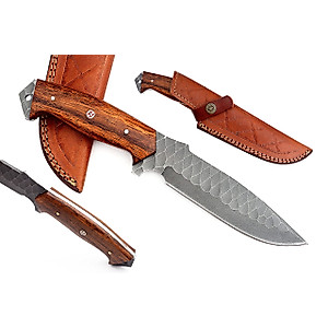 HANDCRAFT GOODS Handmade Hunting Knife with Leather Sheath Bushcraft Knife1095 Steel Fixed Blade Hunting Knife -HUNTER