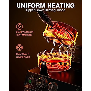 Commercial Waffle Maker PYY Double Waffle Maker Large Stainless Steel Waffle Maker Silver Non-stick Electric Chaffle Maker for Restaurant Party Food Stall