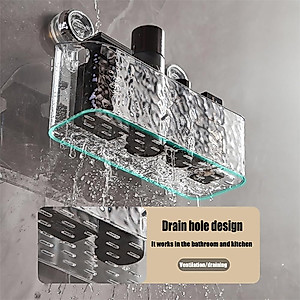 Attarrior Bathroom Suction Cup Storage Rack Without Punching Wall-mounted Shelf Bathroom Shower Storage Acrylic for Bathroom Storage (Clear, 2 PCS)