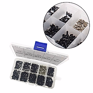 TEHAUX 500pcs Set Lap Desk Head Bolt Self Tapping Screws Metal Screws Computer Screws Head Cap Screw Cross Head Screw 6mm Machine Screws Small Black Screws Laptop Screw Group