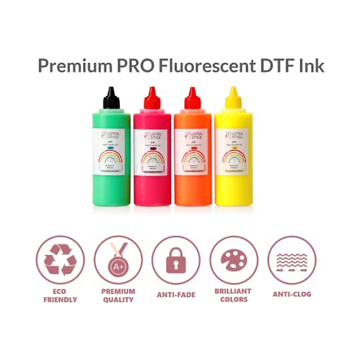 Premium PRO Fluorescent DTF Ink Refill for Inkjet Printers Heat Transfer Film Printing (250ml, Magenta)