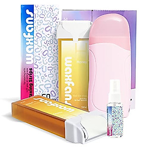 Waxfans roll on wax warmer,Easy to Use, roll on wax kit for hair removal,Suitable for Beginners Waxing at Home, wax roller Long-Lasting Hair Removal Effect Enjoy Sexy Skin,Great Gift wax roller kit，ce