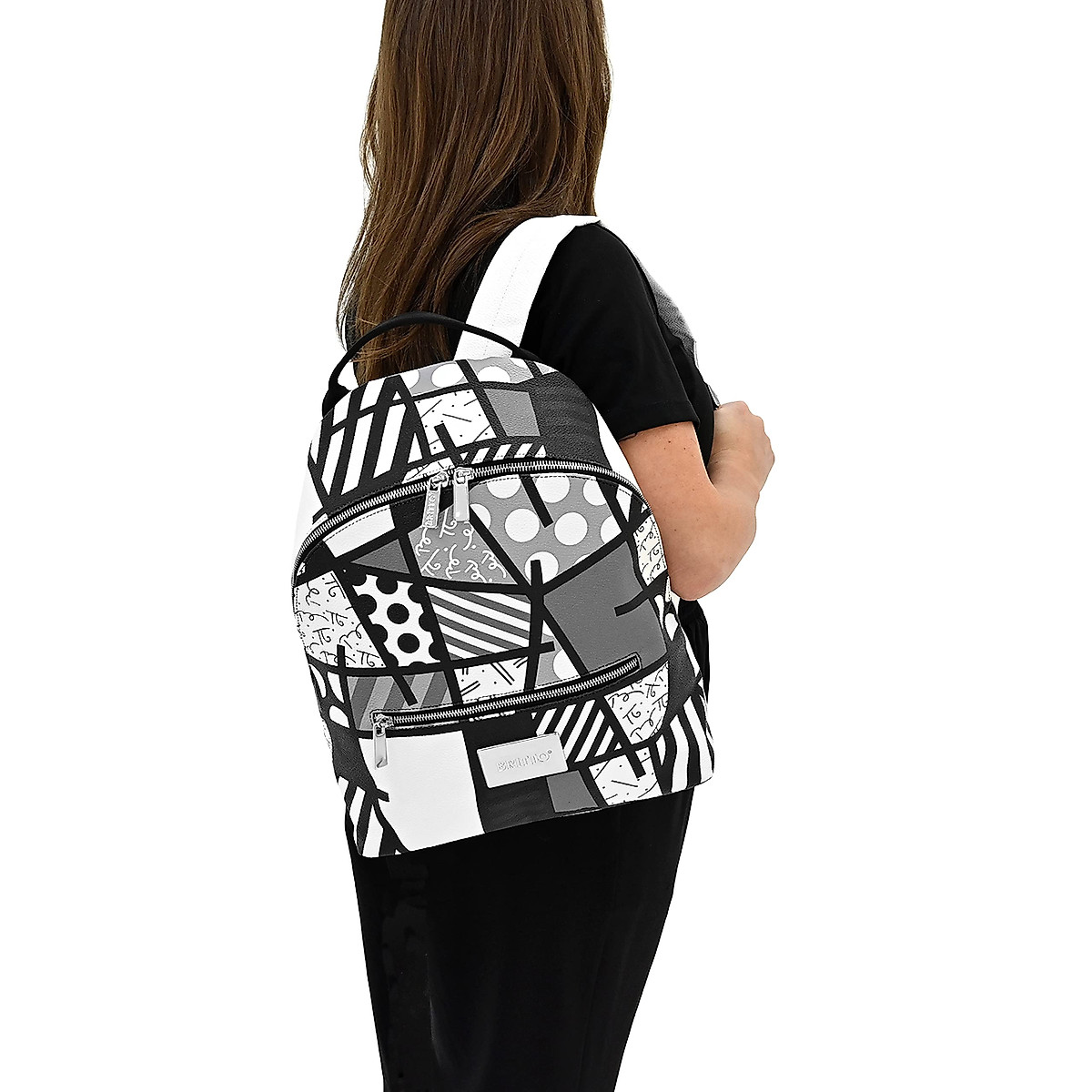 BRITTO® Vegan Leather Small Backpack - Black Landscape