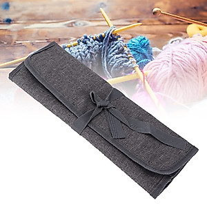 Knitting Needles Storage Bag, Portable Travel Crochet Hooks Organizer Rolling Knitting Needles Holder Case for Carrying Crochet Accessories(Gray)