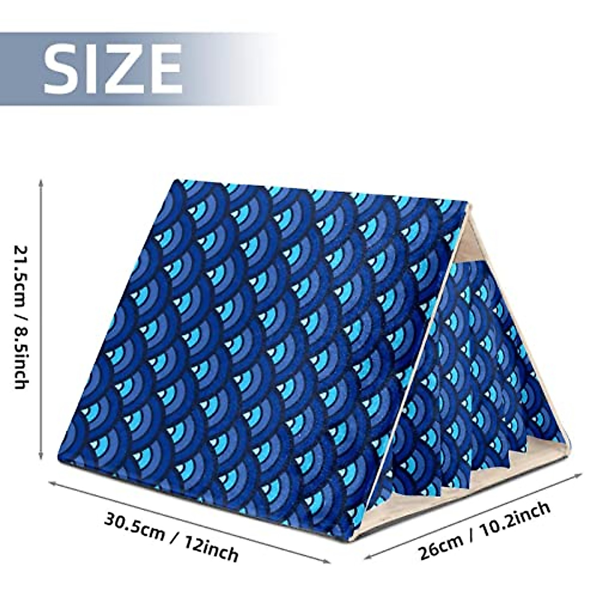 Fish Mermaid Scales Blue, Hamster Hideout House Bed for Gerbils Chipmunks Squirrels Hedgehogs Guinea Pigs Small Animal Cage Habitat Decor