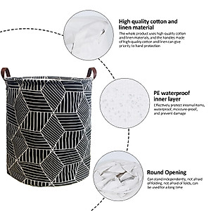 RoyBoder Laundry Hamper Thickened Cotton Waterproof Laundry Basket Leather Handle Collapsible Wide Ring Laundry Hamper in Bedroom Bathroom Dormitory Cloakroom Livingroom Nursery Organizer Toy Bin