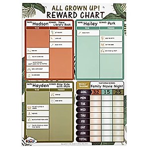 Chores Chart for Kids - Magnetic Behavior and Responsibility Reward Chart for Multiple Kids - Separate Section and Pieces for each Child - 3 Sets of 30 Pre-Designed Chore pieces and 10 Blanks Included