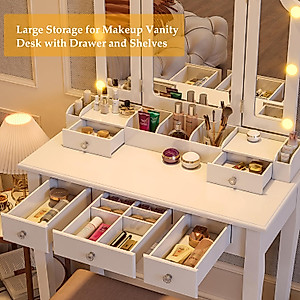 YIXHQ Makeup Vanity with Lights Vanity Desk with Mirror and Lights Makeup Vanity with Drawers Vanity Table with Lights Vanity with Lighted Mirror and Chair