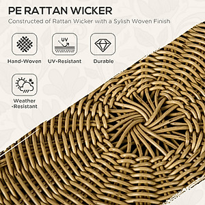 Outsunny 5 Piece PE Rattan Outdoor Furniture Set with Cushioned Chairs & Loveseat Sofa, Patio Sectional Furniture Set, Conversation Sofa Set with Stackable Coffee Tables, Black