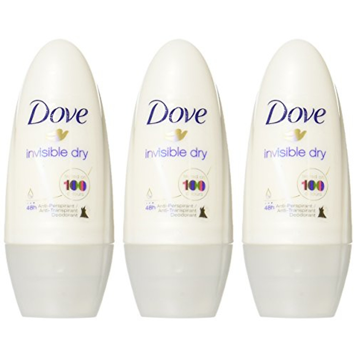 Dove Invisible Dry 48 Hs Anti-perspirant Roll-on Deodorant. 50 Ml. (Pack of 3)