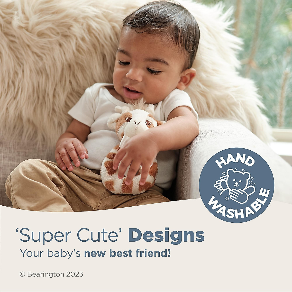 Bearington Collection Baby Lil’ Patches, 5.5 Inch Giraffe Plush Stuffed Animal Baby Rattle, Newborn Toys, Giraffe Baby Stuff