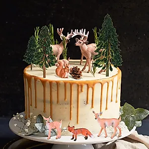 Sratte 26 Pcs Forest Animal Figures Diorama Kit, Woodland Creatures Toys Hunting Toys Model Diorama Supplies for Back to School Gift Educational Learning Birthday Gift