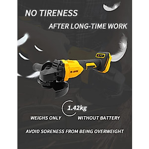 LAGATUNS Cordless Angle Grinder，Cordless Grinder w/21V 6.0Ah Li-Ion Battery & Charger,Brushless Motor, 4-1/2'' Blade, Quick-Change Wheel Guard, 2-Position Handle, Battery Grinder Tool set