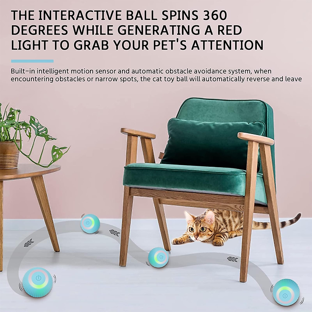 Found Notice Cat Ball Toy, Interactive Cat Toys, Automatic Motion Activated Moving Ball Hide and Seek Game for Indoor Exercise，Gifts for Kittens