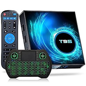 Android TV Box 4GB RAM 128GB ROM 2022 Android Box 10.0, H616 Cortex-A53 CPU Support 4K 6K 3D Video 2.4G/5G WiFi 100Mbps Ethernet Bluetooth Smart TV Box with 2.4G Backlit Mini Wireless Keyboard