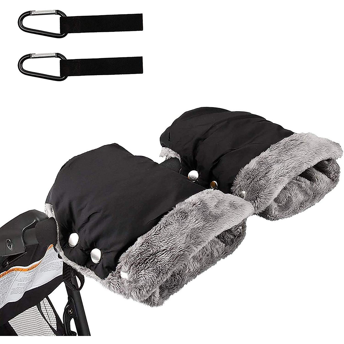 Stroller Fleece Hand Muff, Pram Pushchair Gloves Hand Gloves Waterproof Anti-Freeze Extra Thick Warm Winter Baby Stroller Gloves for More use with 1 Buggy Clip